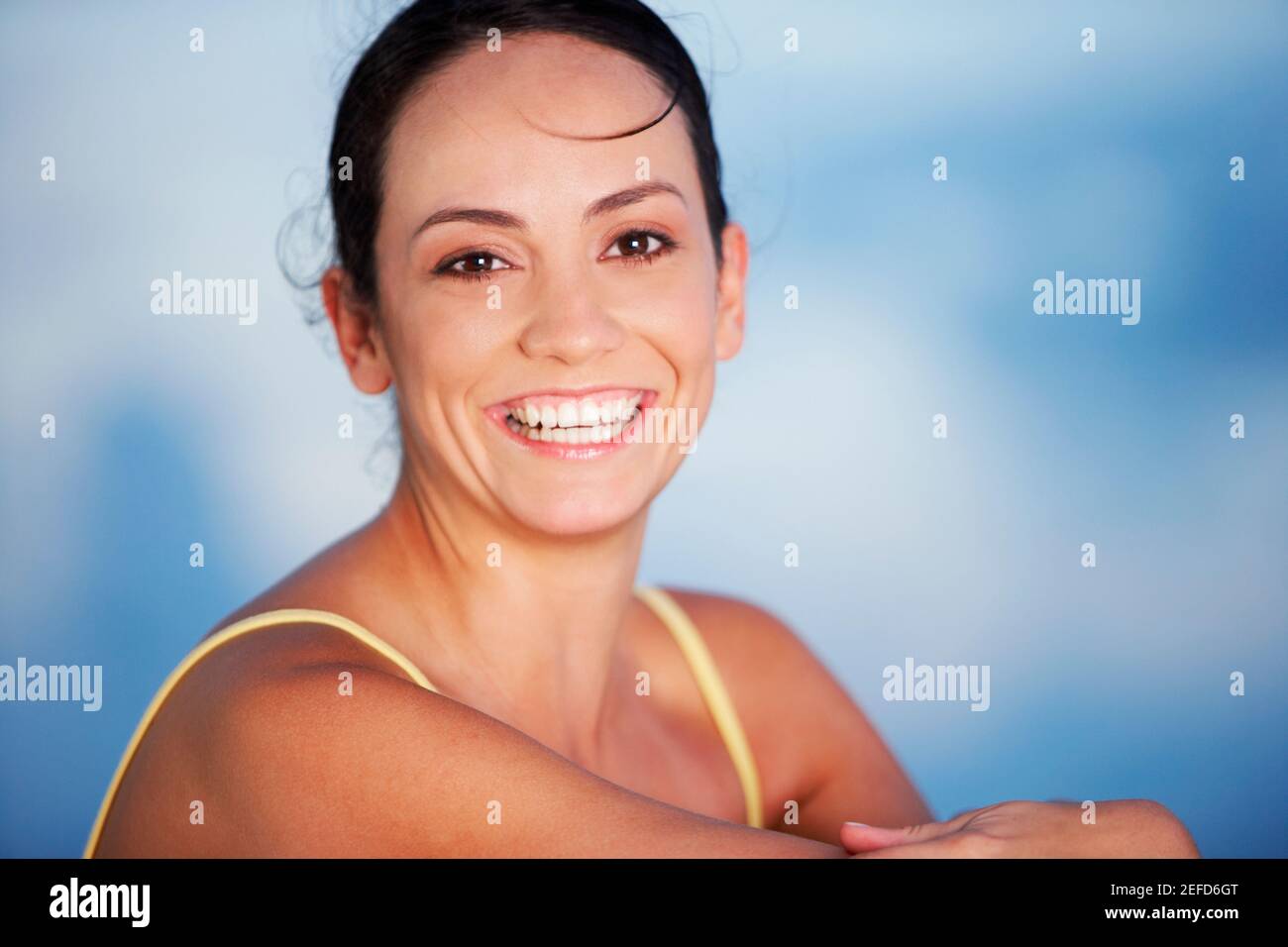Side profile of a young woman smiling Stock Photo - Alamy