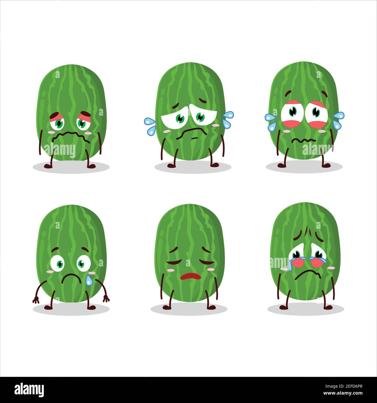 Cucamelon cartoon in character with sad expression. Vector illustration ...