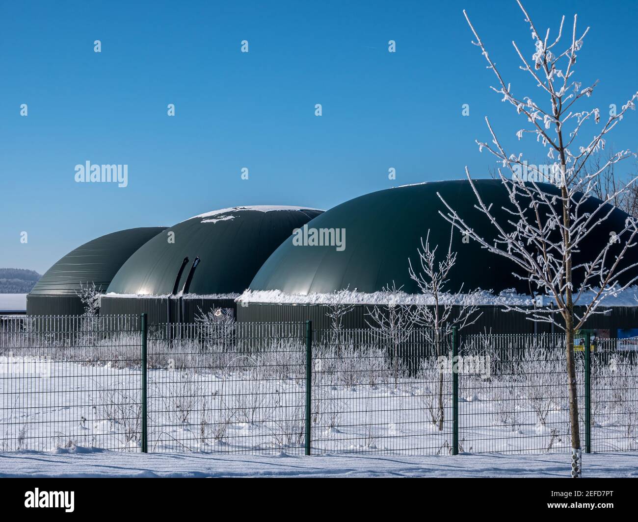 Biogas plant in Germany in winter with blue sky Stock Photo - Alamy