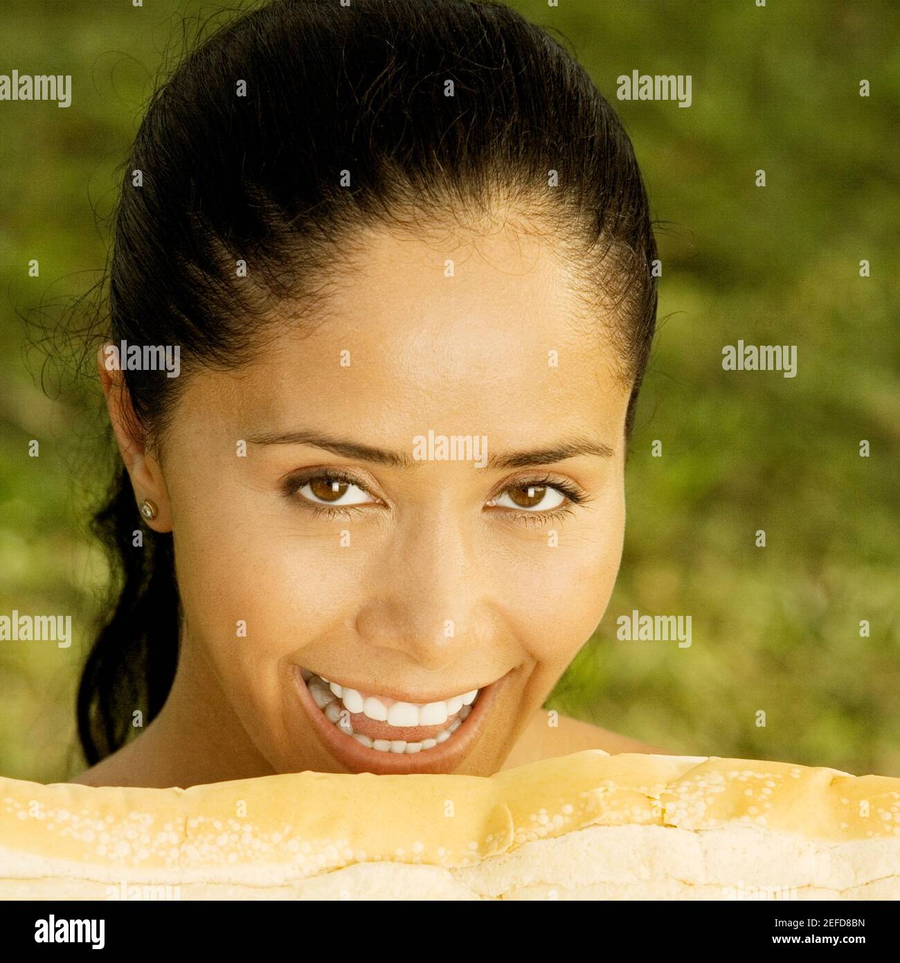 Woman brown bread portrait High Resolution Stock Photography and Images ...