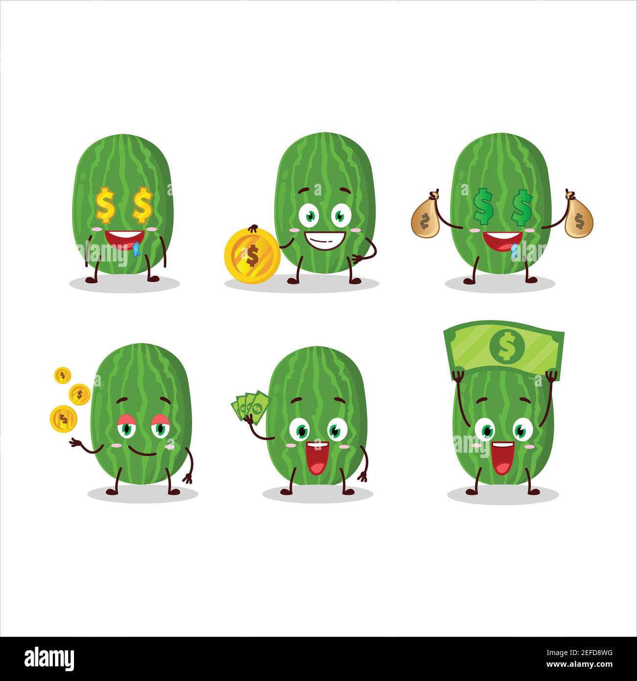 Cucamelon cartoon character with cute emoticon bring money. Vector ...