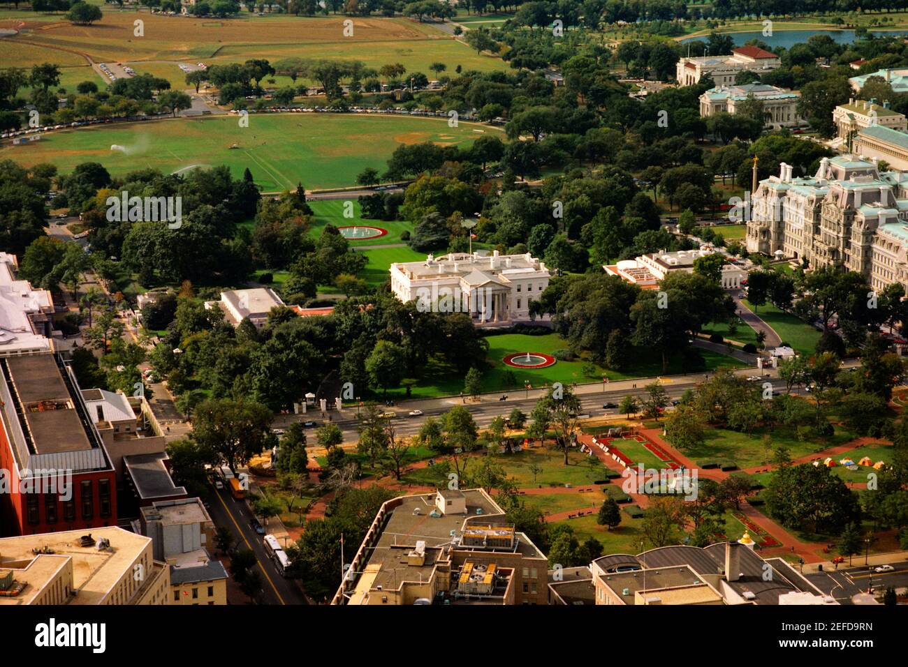 Aerial view of a government building, White House, Washington DC, USA ...