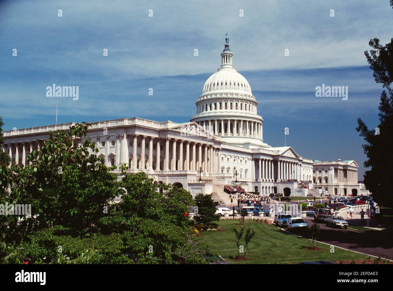 Low angle view of a government building, Capitol Building, Washington ...