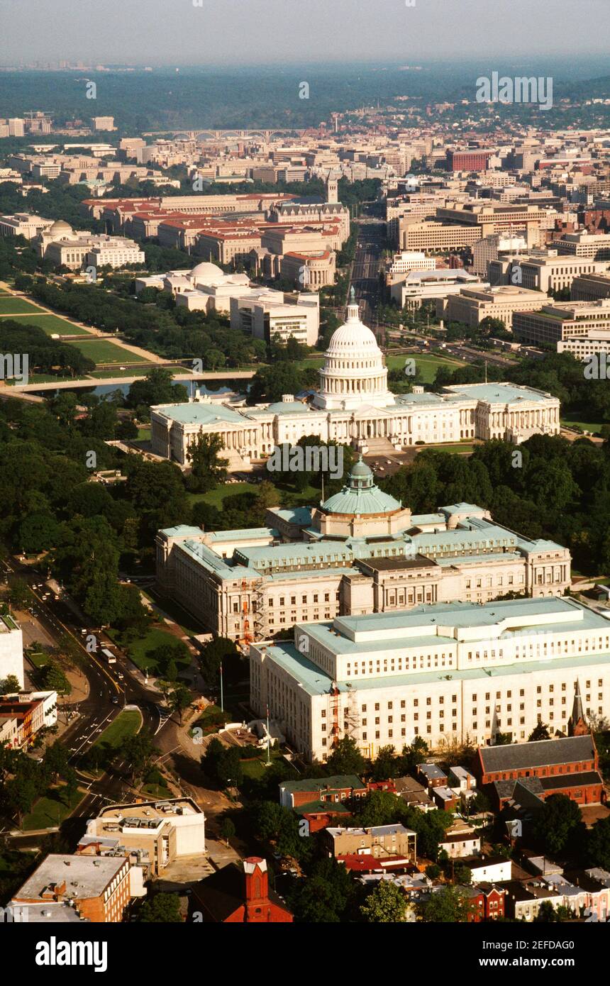 Aerial view of a building, Capitol Building, Library of Congress ...