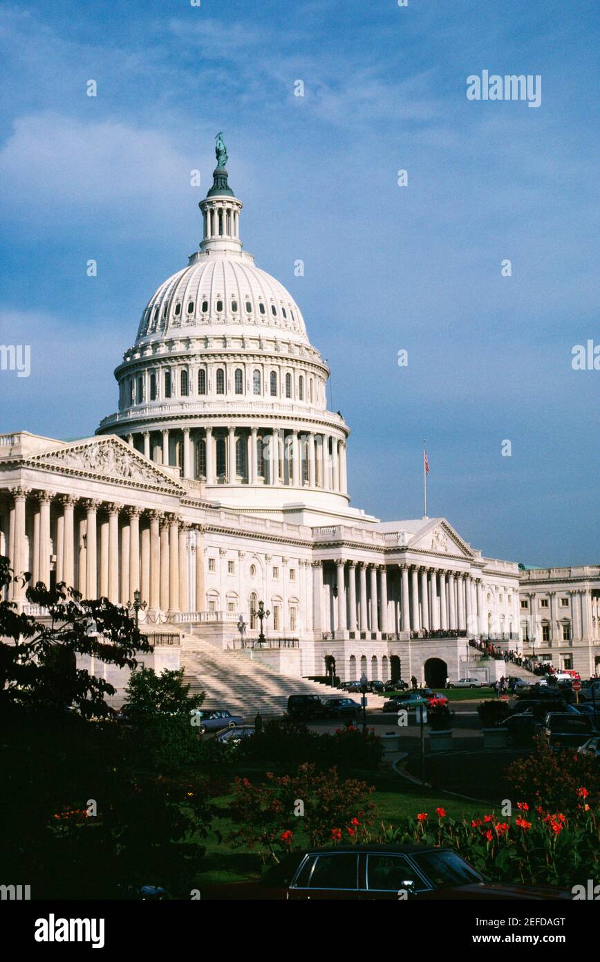 Low angle view of a government building, Capitol Building, Washington ...