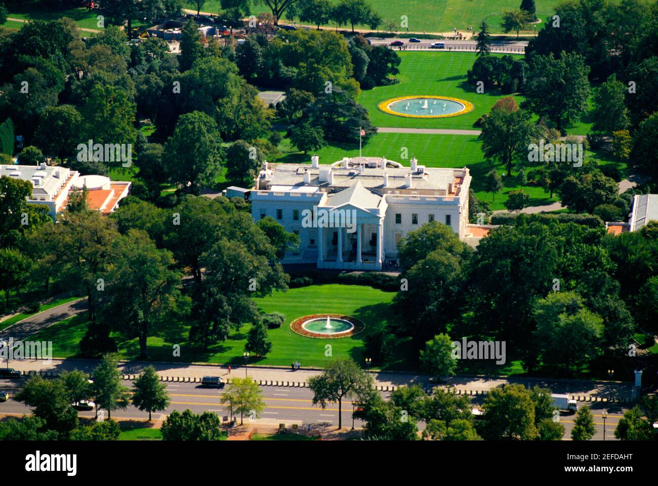 Aerial view of a government building, White House, Washington DC, USA ...