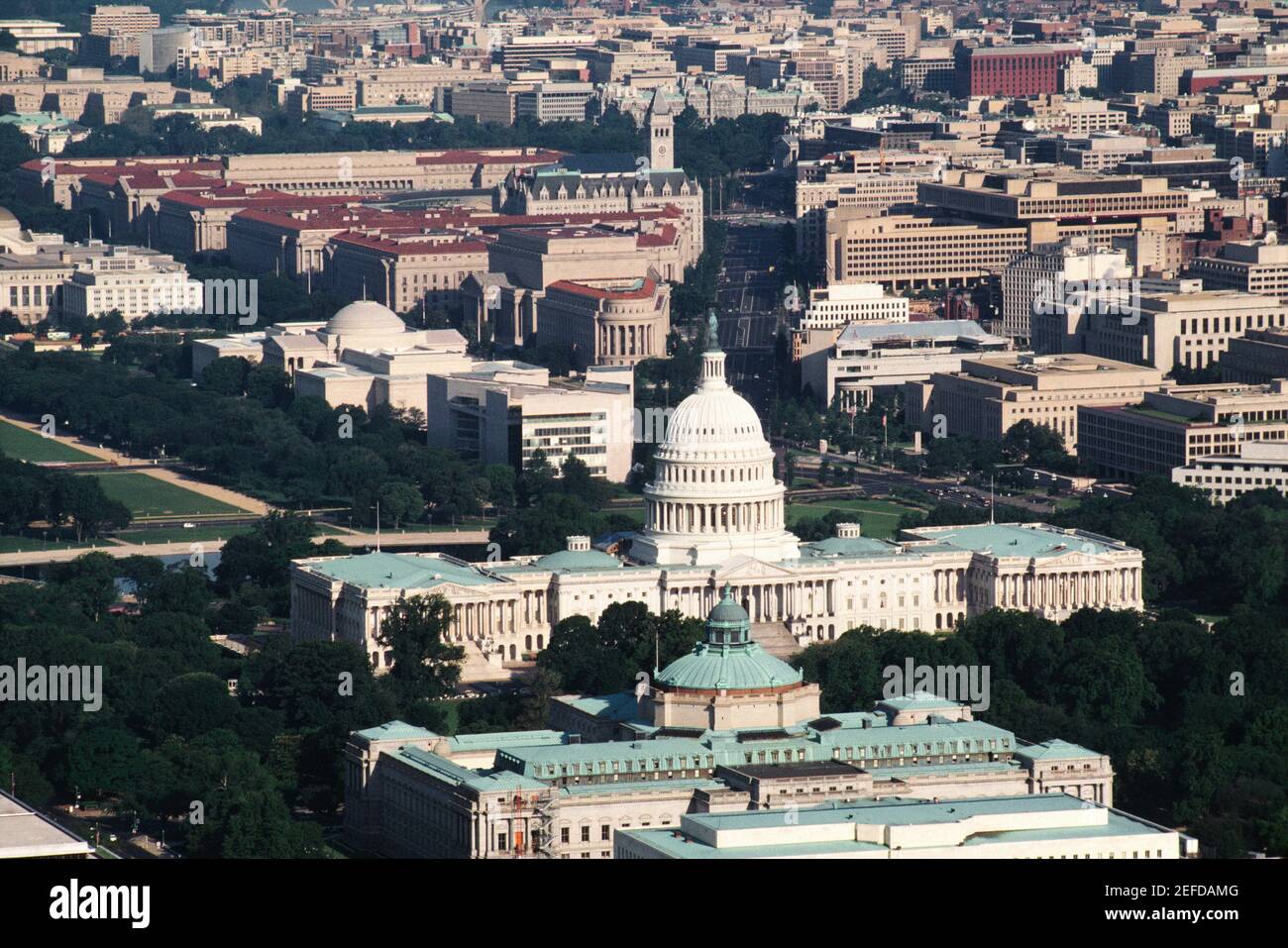 Aerial view of a government building, Capitol Building, Library of ...