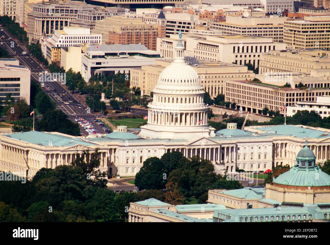 Aerial view of a government building, Capitol Building, Washington DC ...