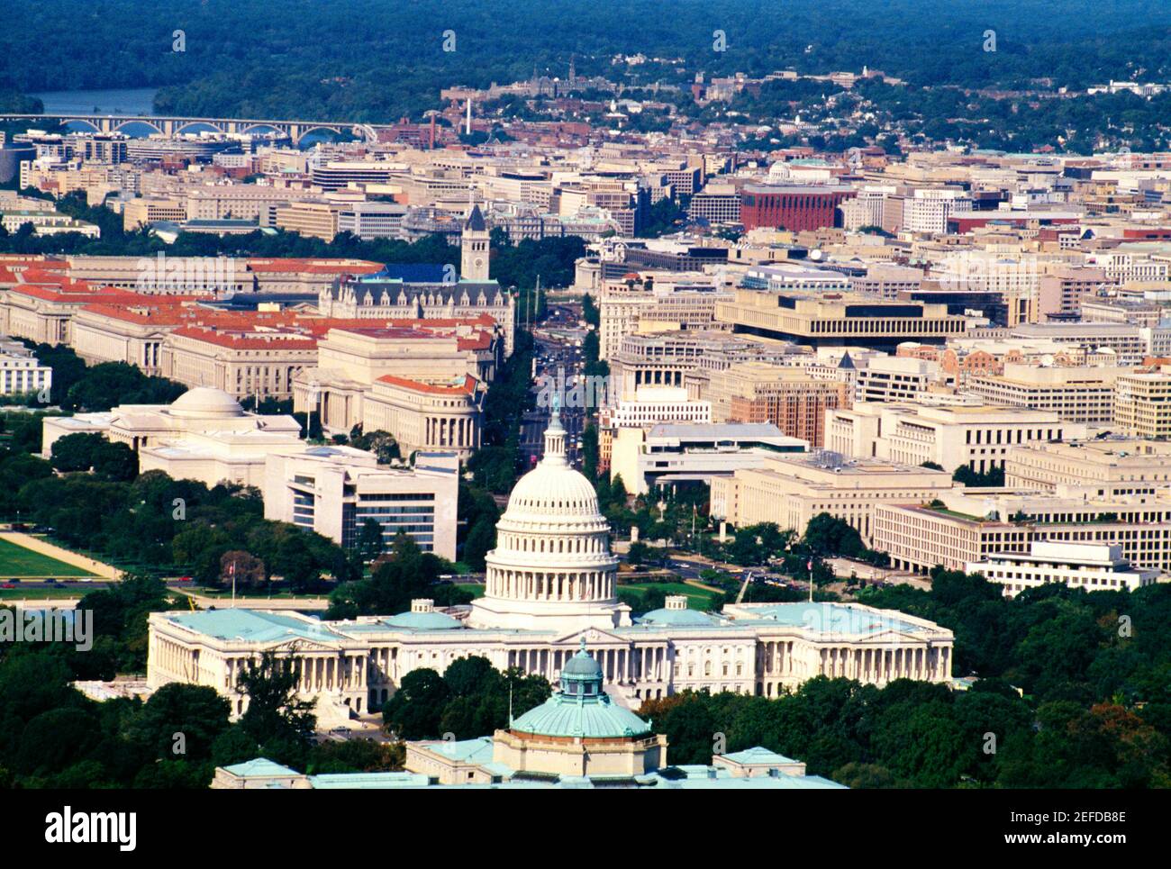 Aerial view of a government building, Capitol Building, Washington DC ...