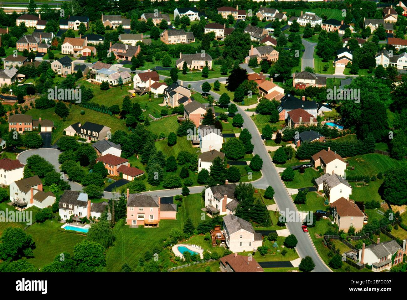 Aerial view of housing subdivision, suburban Washington, DC Stock Photo ...