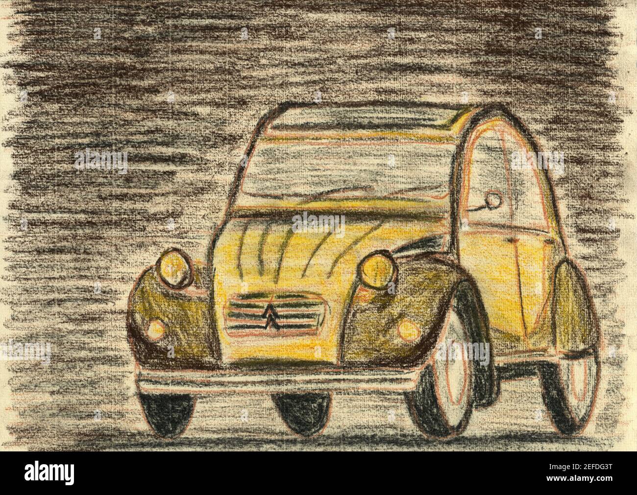 vintage car, classic oldtimer, manual pencil drawing Stock Photo - Alamy