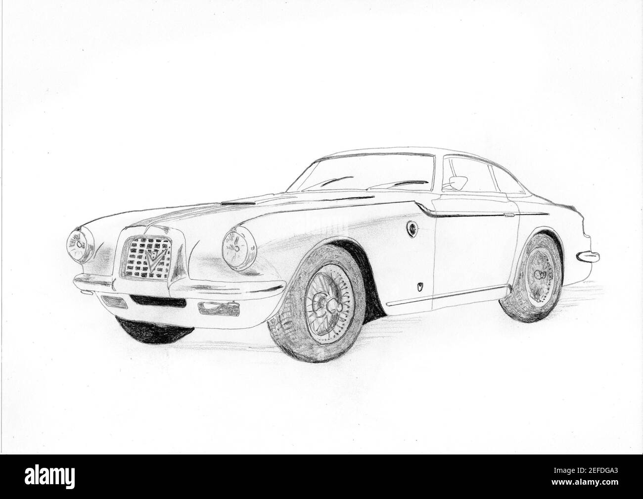 vintage car, classic oldtimer, manual pencil drawing Stock Photo - Alamy