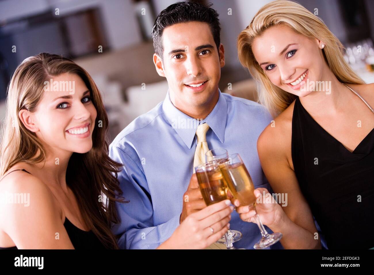 Young happy woman raising toast hi-res stock photography and images - Alamy