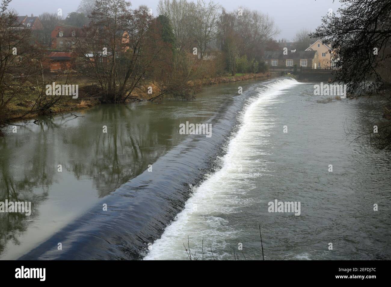 Mill street weir on the river Teme at Ludlow, Shropshire, England, UK ...