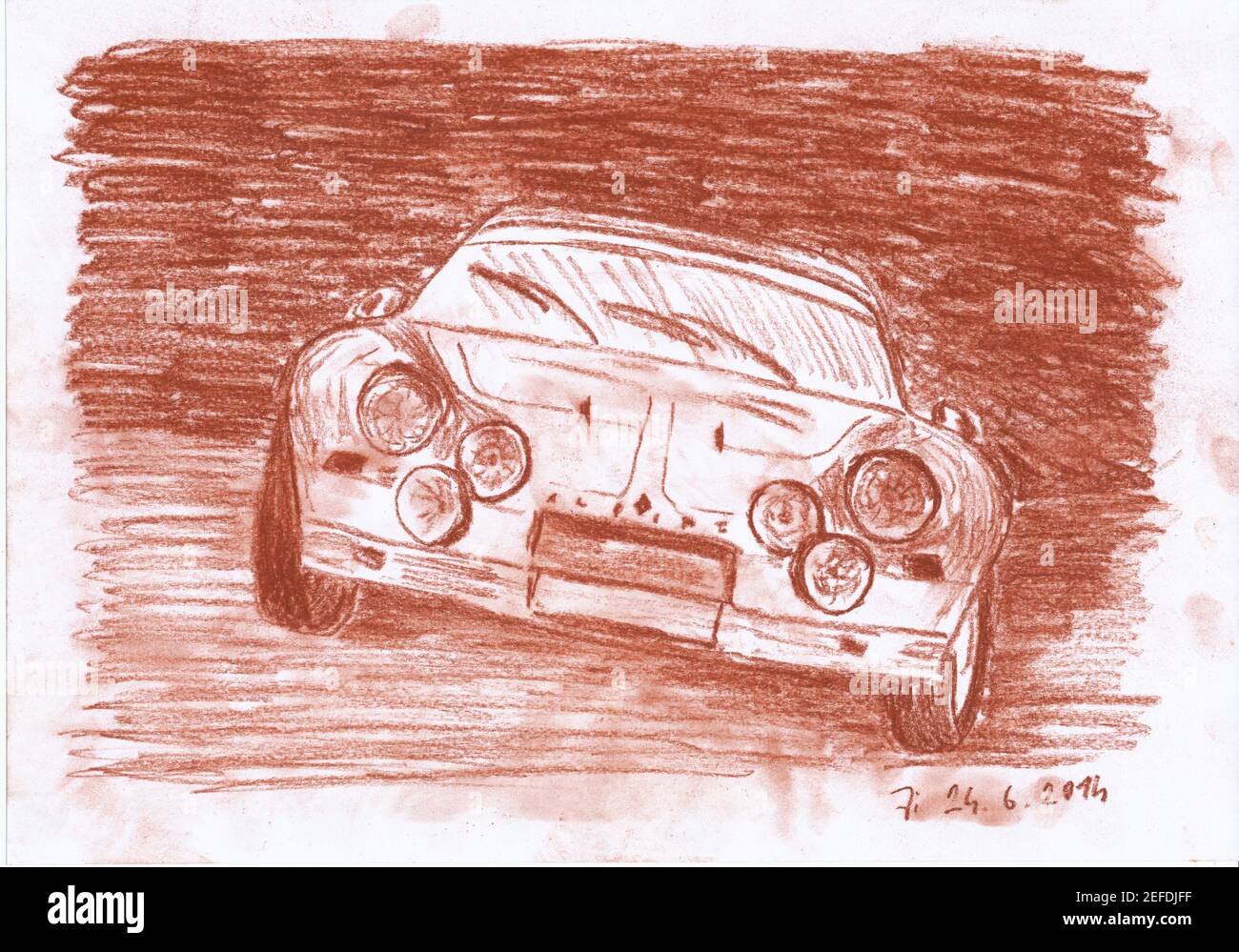 vintage car, classic oldtimer, manual pencil drawing Stock Photo - Alamy