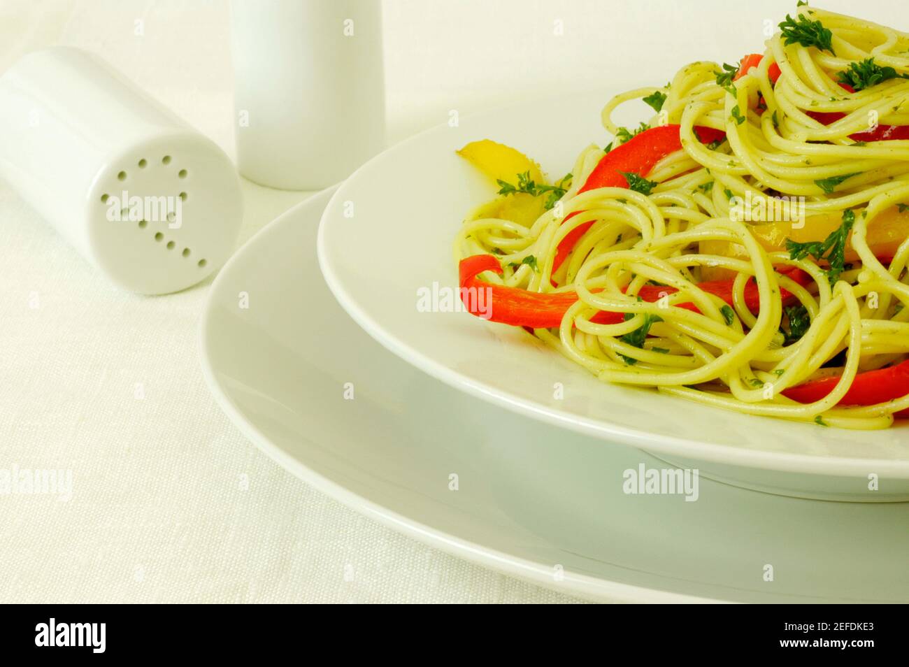 Close-up of a plate of noodles Stock Photo - Alamy