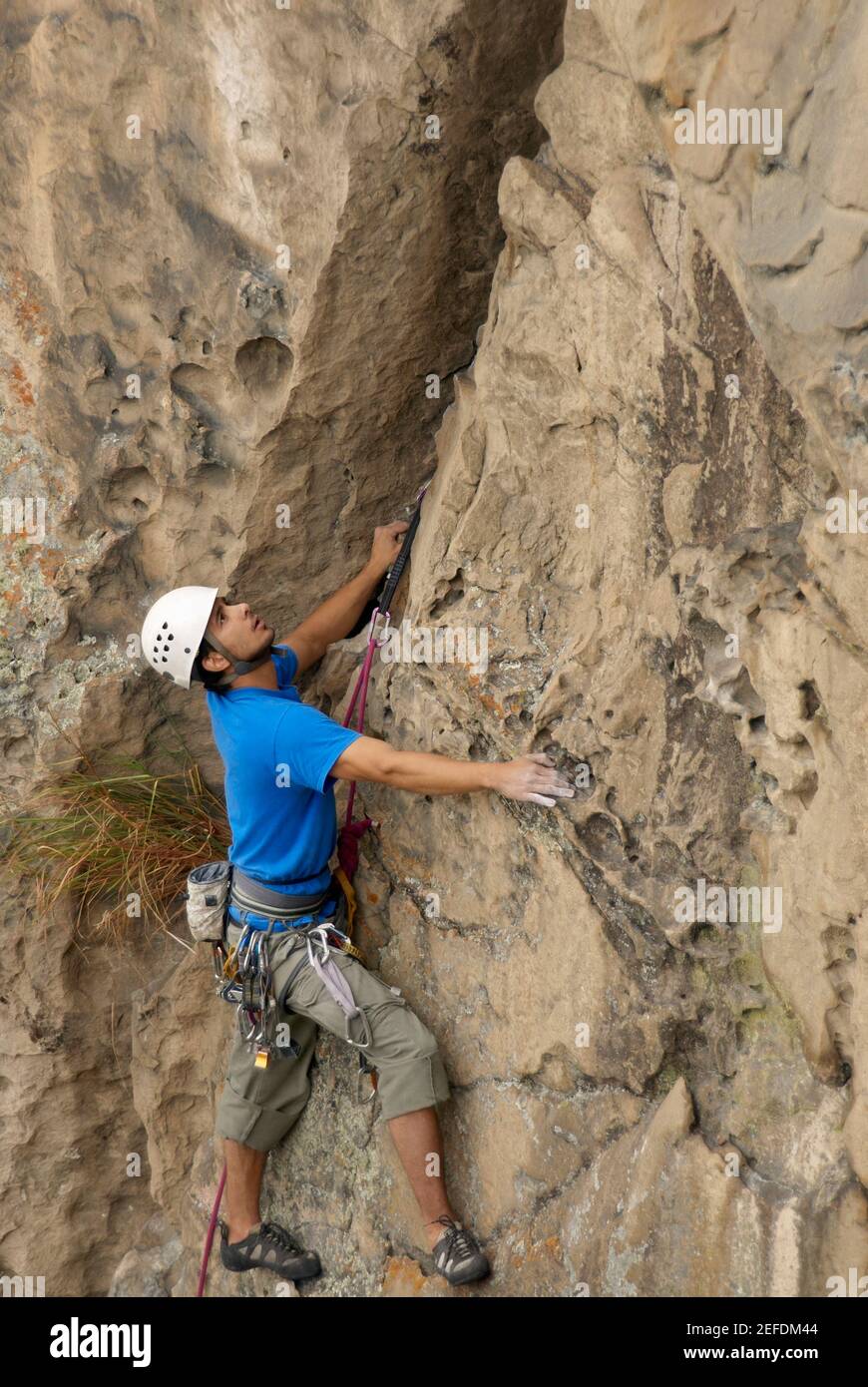 Male rock climber scaling a rock face Stock Photo - Alamy