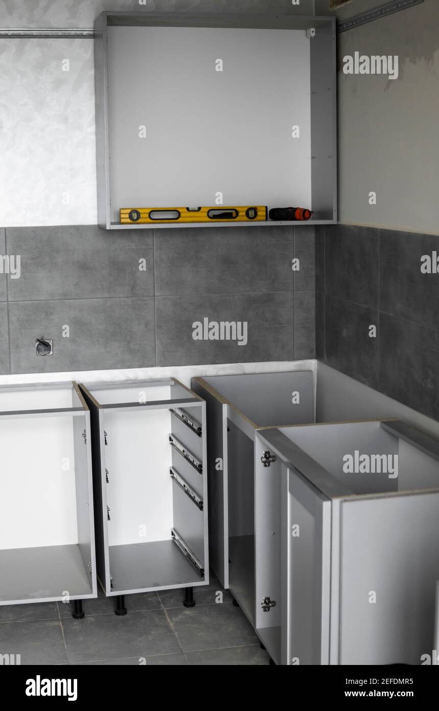 Custom kitchen cabinets installation without a furniture facades mdf ...