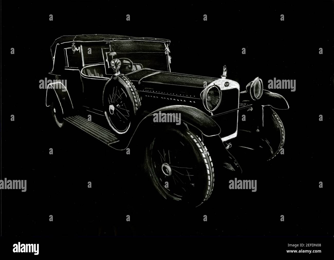 vintage car, classic oldtimer, manual pencil drawing Stock Photo - Alamy