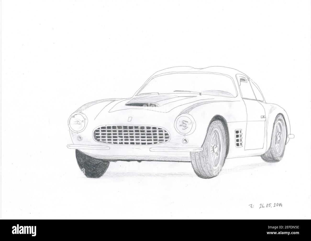 vintage car, classic oldtimer, manual pencil drawing Stock Photo - Alamy