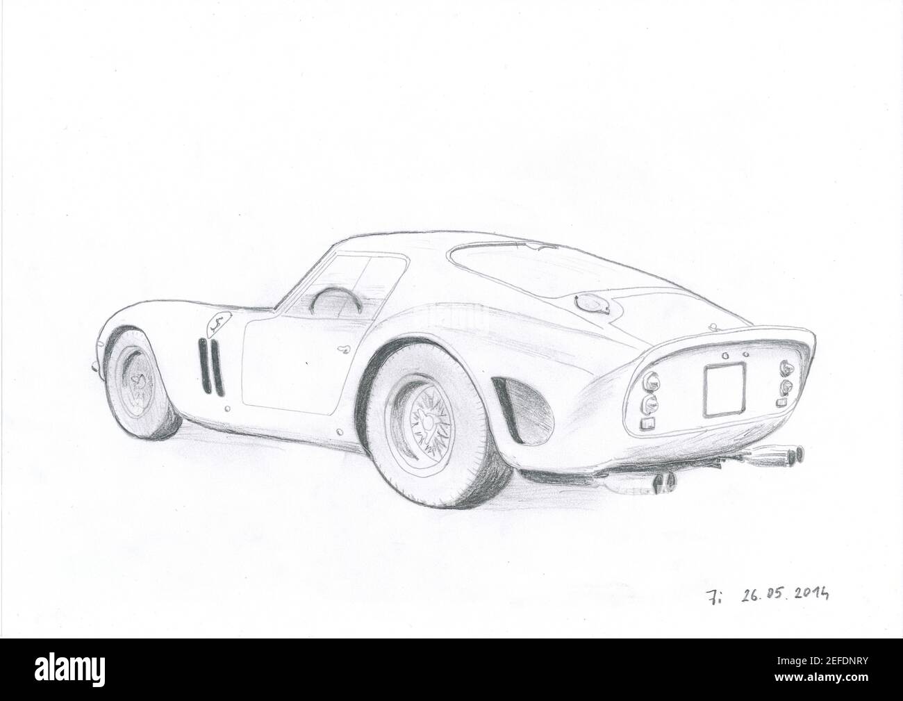 ferrari 250 gto, vintage race car, manula drawing, pencil Stock Photo ...