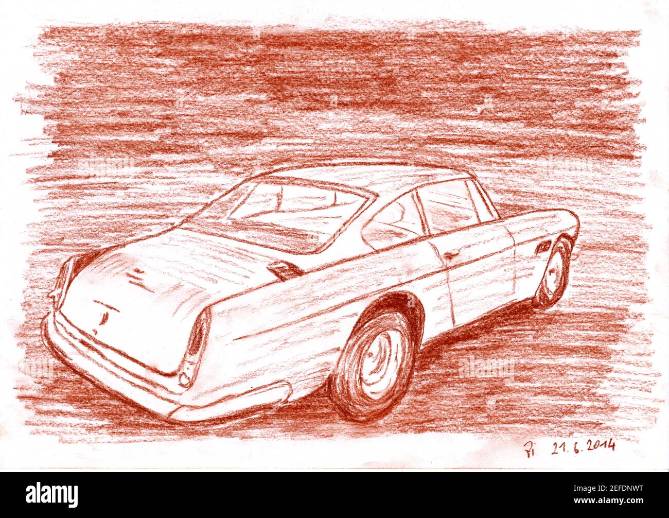 vintage car, classic oldtimer, manual pencil drawing Stock Photo - Alamy