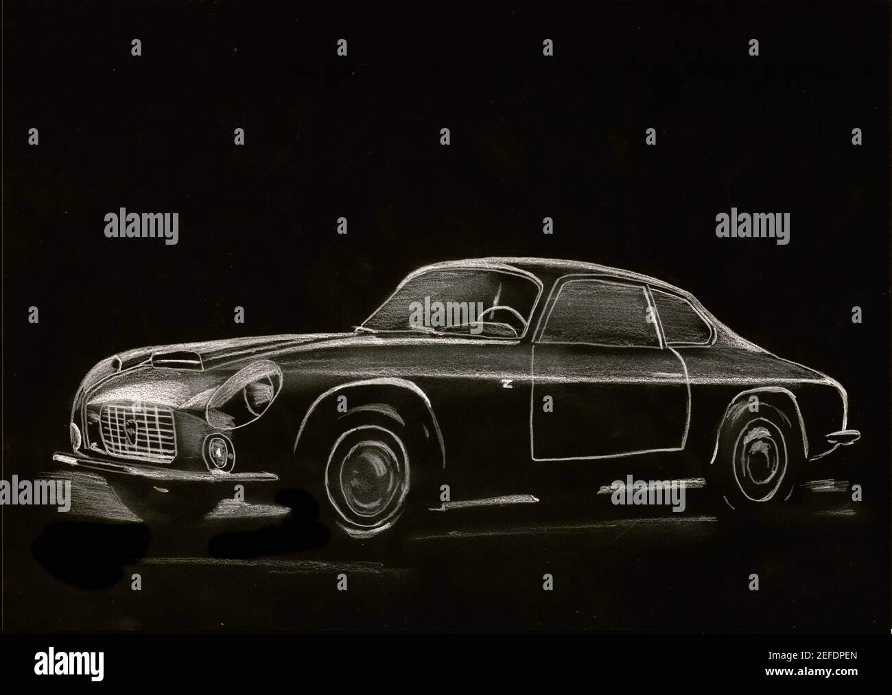 vintage car, classic oldtimer, manual pencil drawing Stock Photo - Alamy