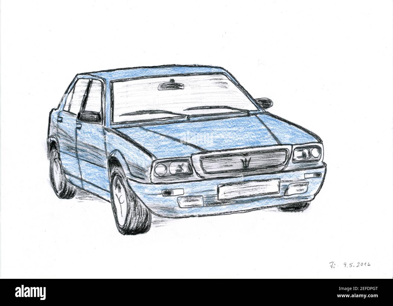 vintage car, classic oldtimer, manual pencil drawing Stock Photo - Alamy