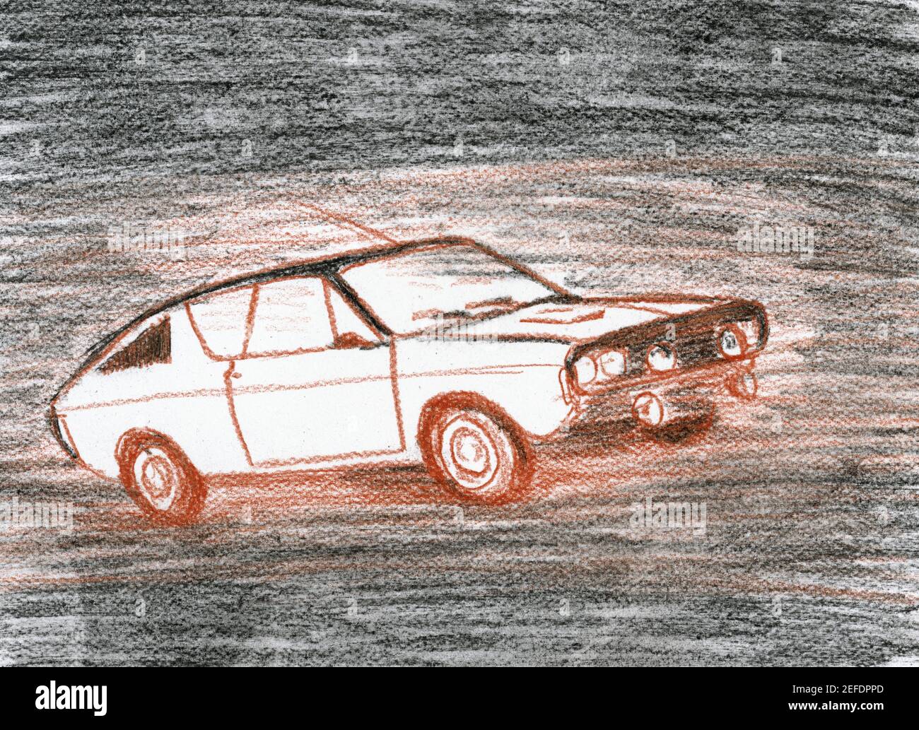 vintage car, classic oldtimer, manual pencil drawing Stock Photo - Alamy