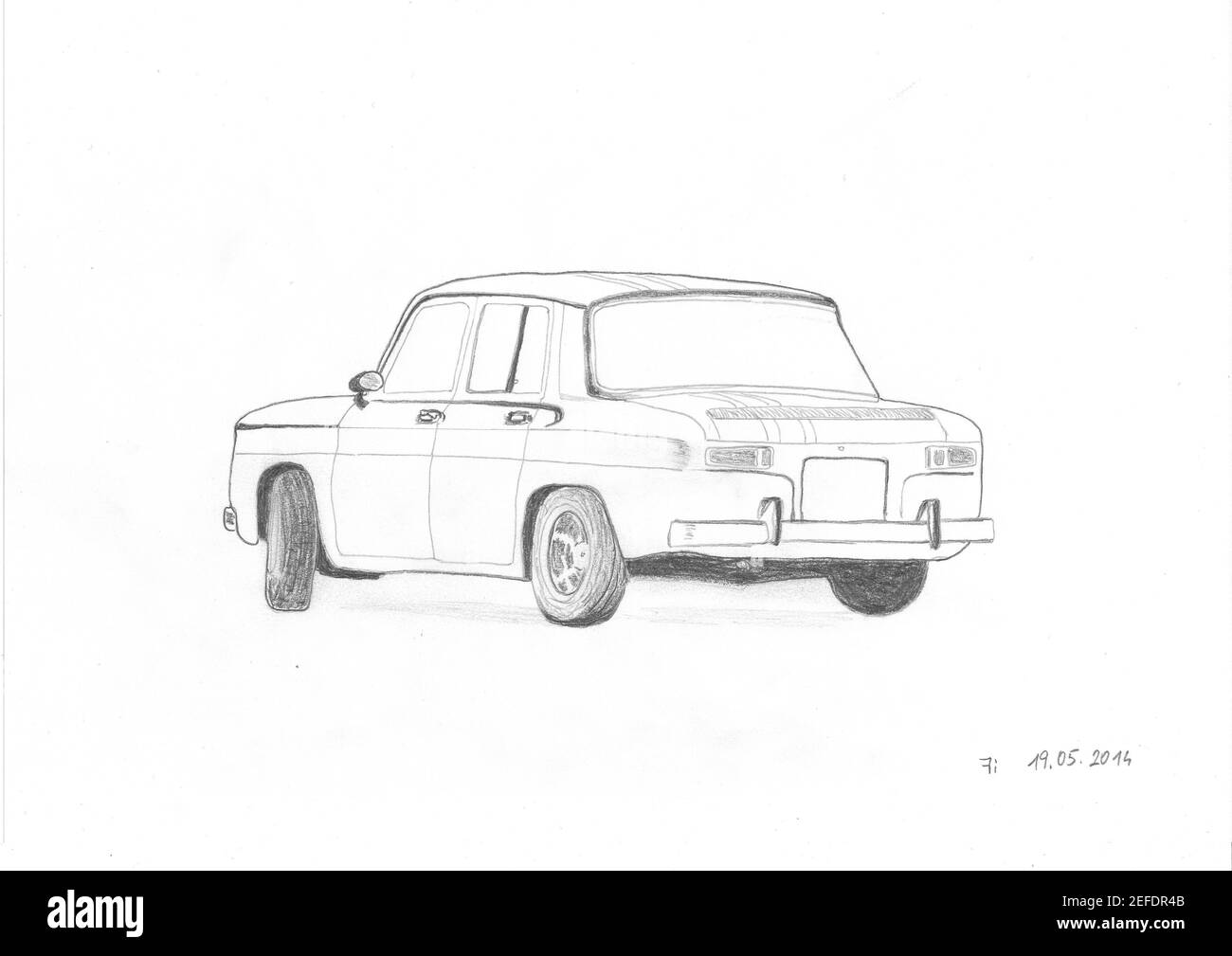 vintage car, classic oldtimer, manual pencil drawing Stock Photo - Alamy