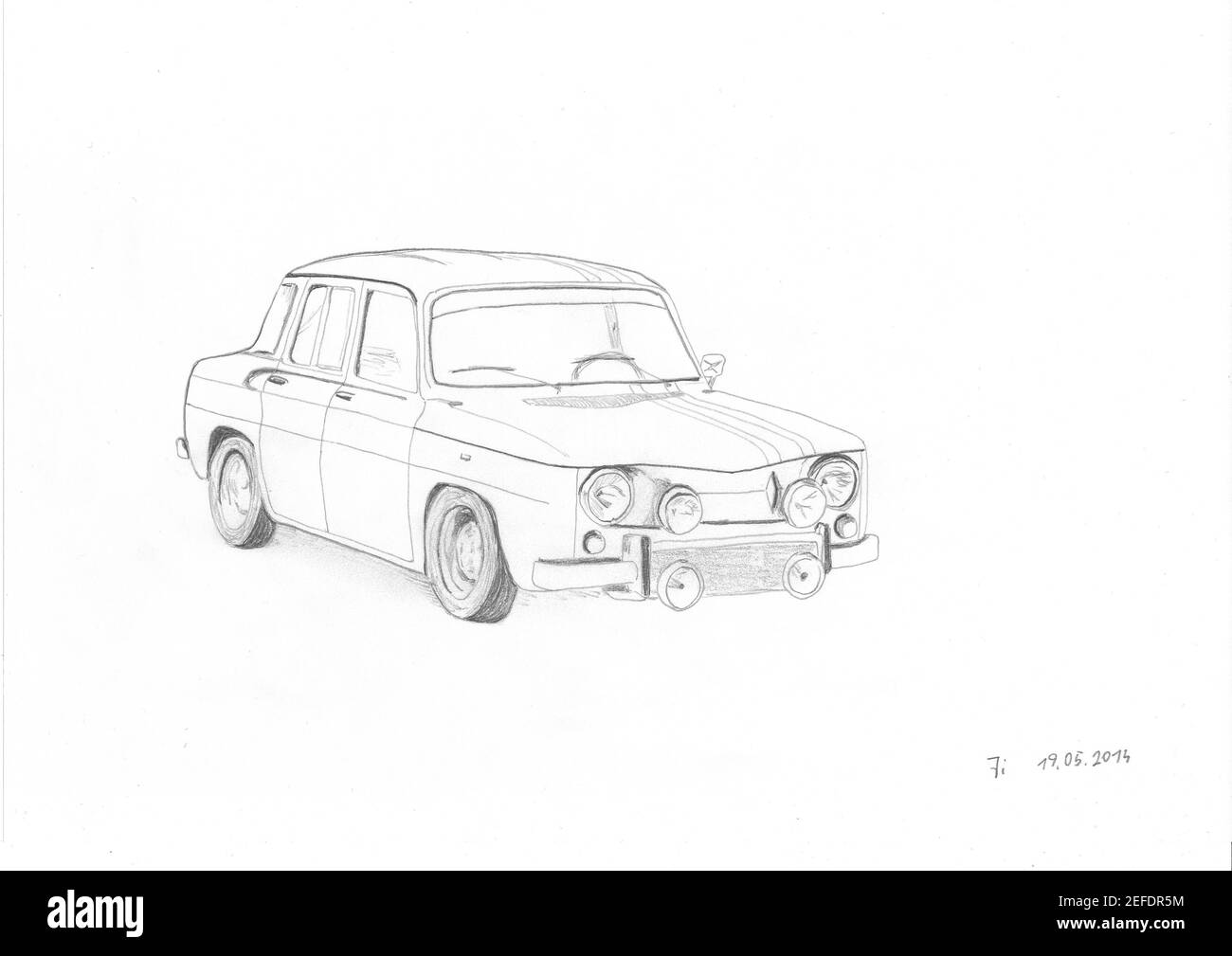 vintage car, classic oldtimer, manual pencil drawing Stock Photo - Alamy