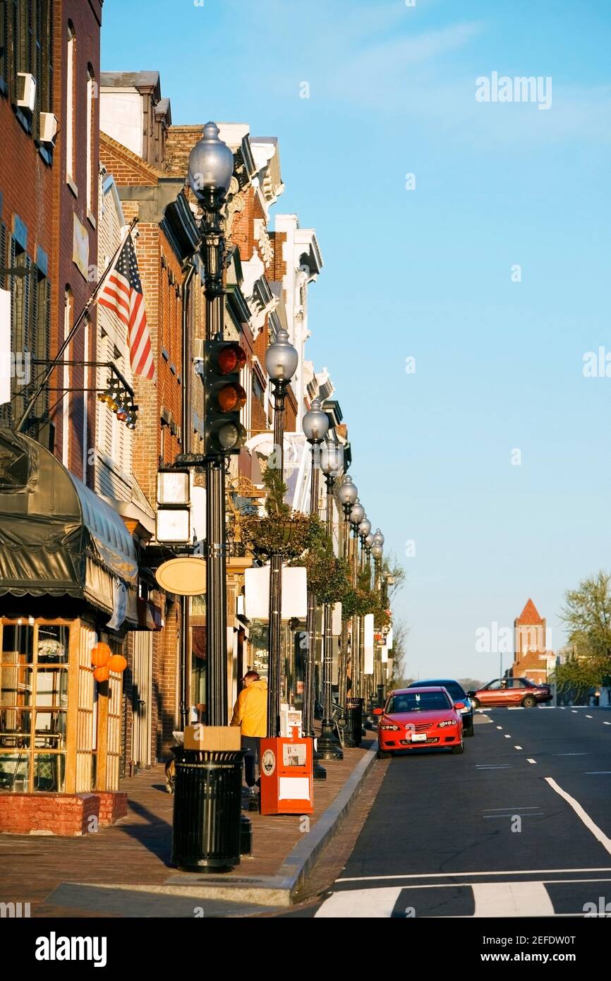 Buildings along a road, M street, Georgetown, Washington DC, USA Stock ...