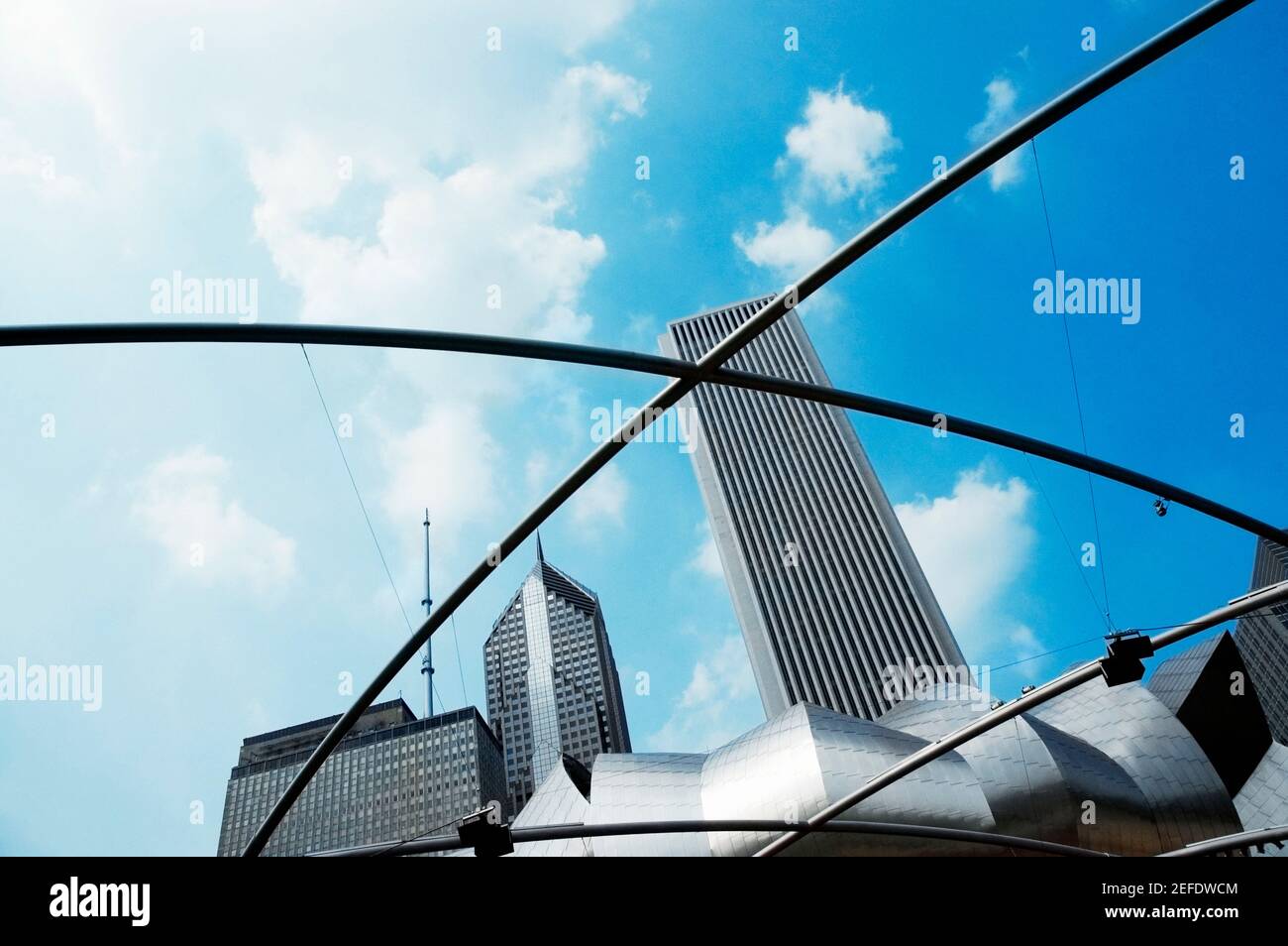 Low angle view of skyscrapers in a city, Aon Center and Two Prudential ...