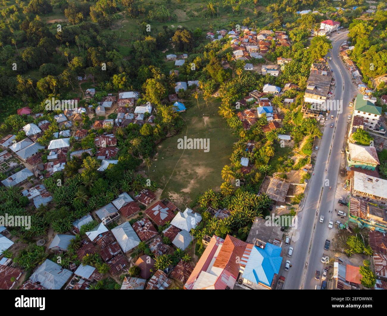 Aerial Drone shot of Chake Chake City, a Capital of Pemba island ...