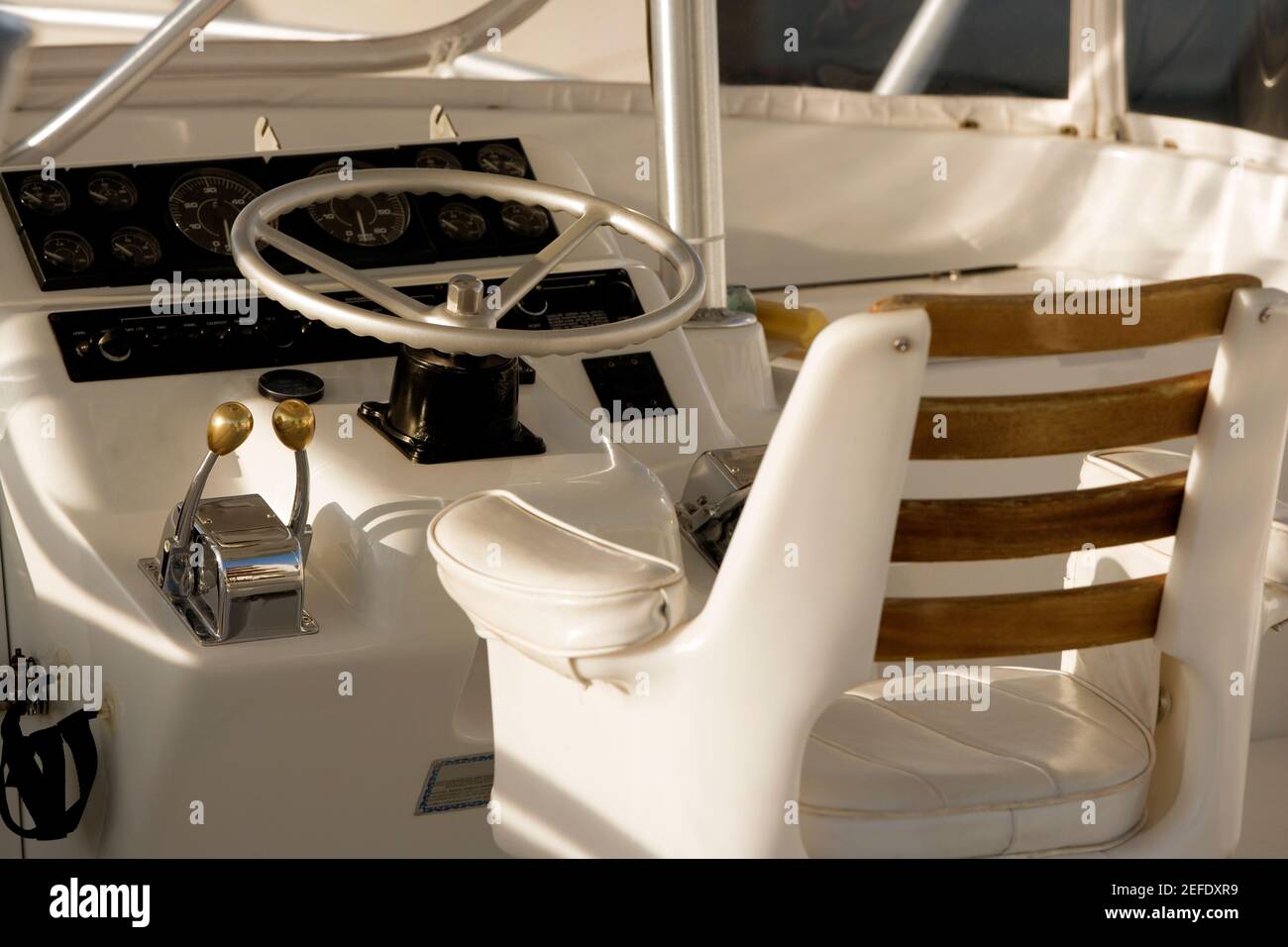 Close-up of the steering wheel of a boat Stock Photo - Alamy