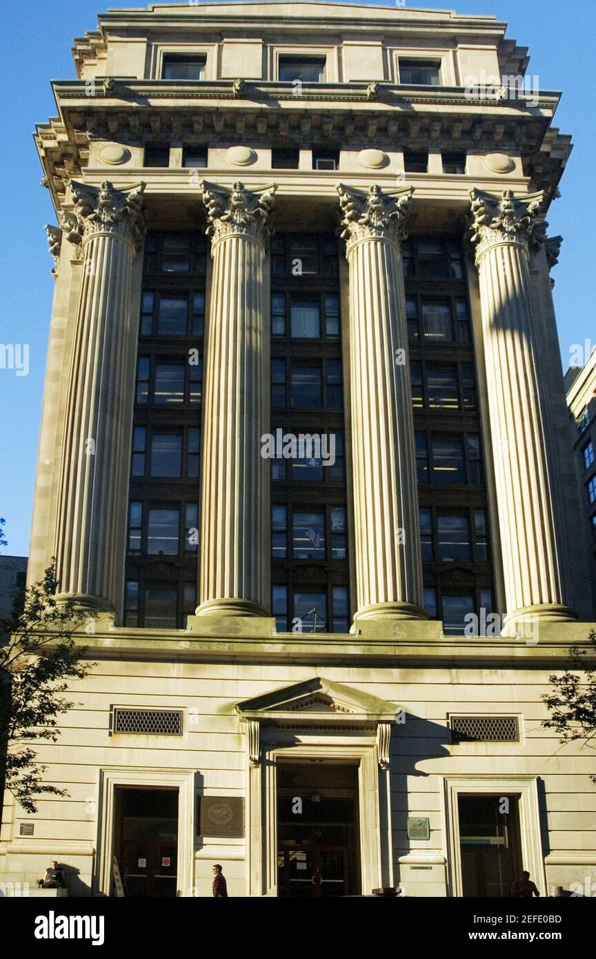 Low angle view of columns of a building, Old Courthouse, Boston ...