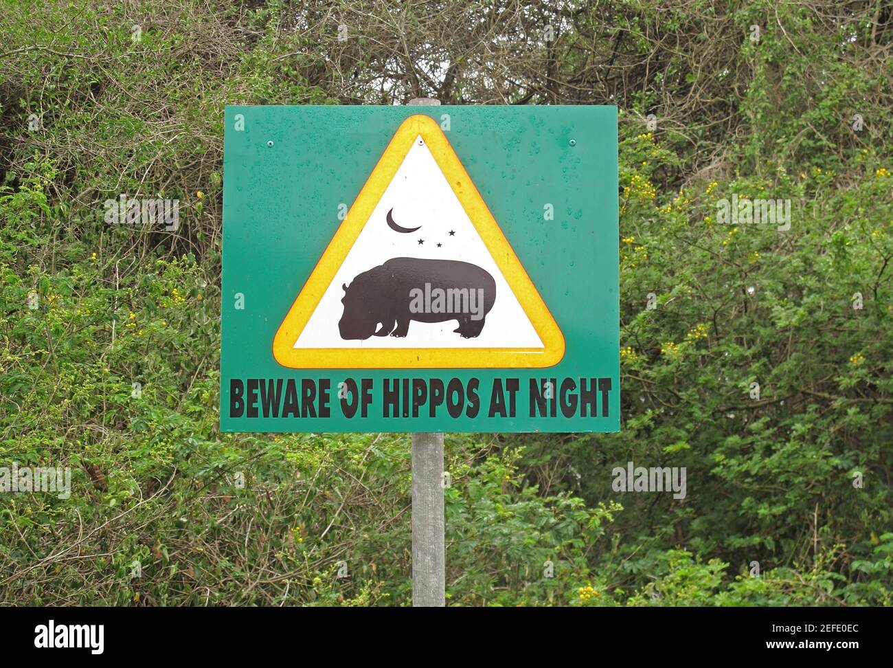 Hippopotomas warning sign St Lucia, South Africa November Stock Photo ...
