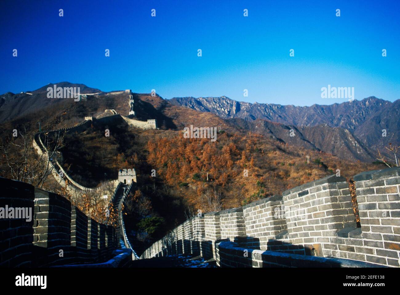 Fortified wall passing through mountains, Great Wall Of China, China ...