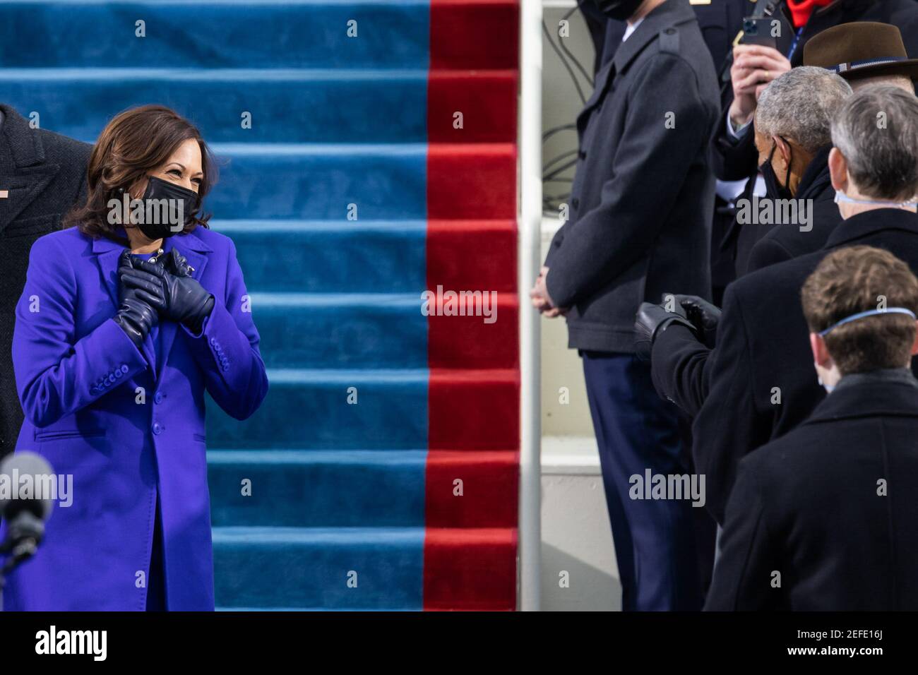 Vice President-elect Kamala Harris greets former President Barack Obama ...