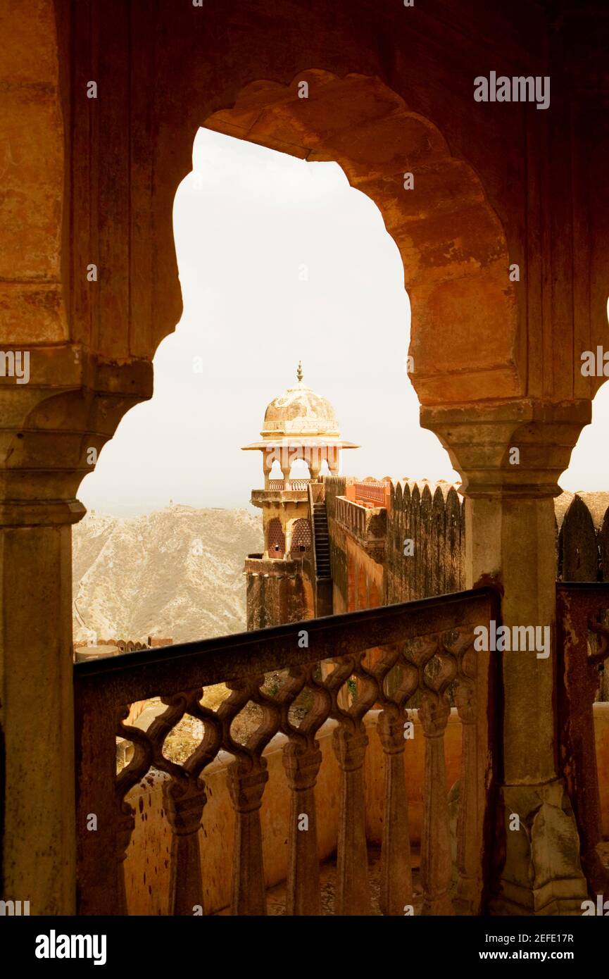 Dome of a fort viewed through a balcony, Jaigarh Fort, Jaipur ...