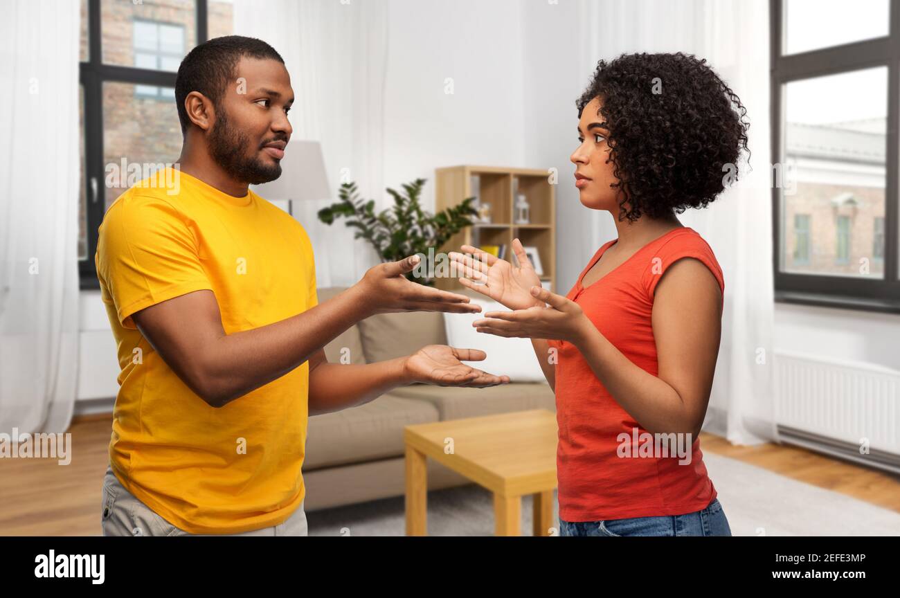african american couple having argument at home Stock Photo - Alamy