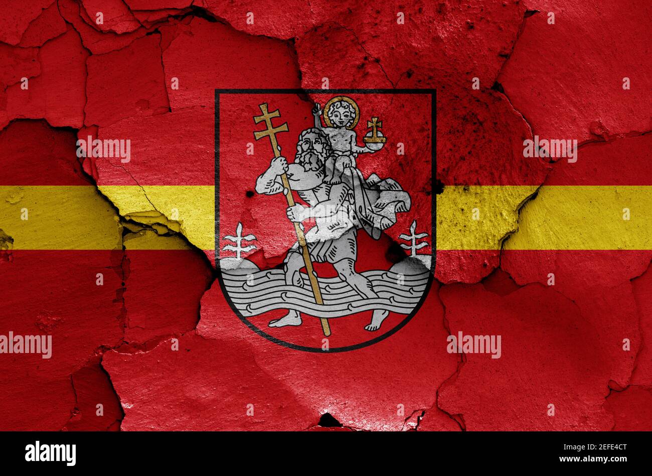 flag of Vilnius painted on cracked wall Stock Photo - Alamy