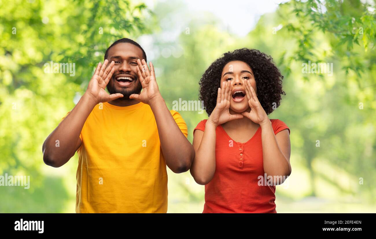 happy african american couple calling Stock Photo - Alamy