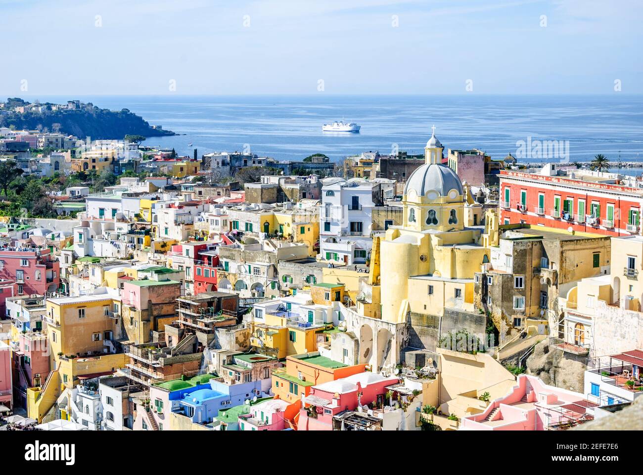 Island of Procida in Italy with the colored village of Corricella Stock ...