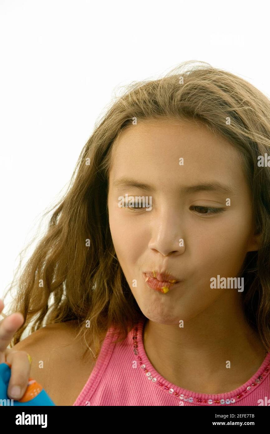 Girl puckering her lips hi-res stock photography and images - Alamy