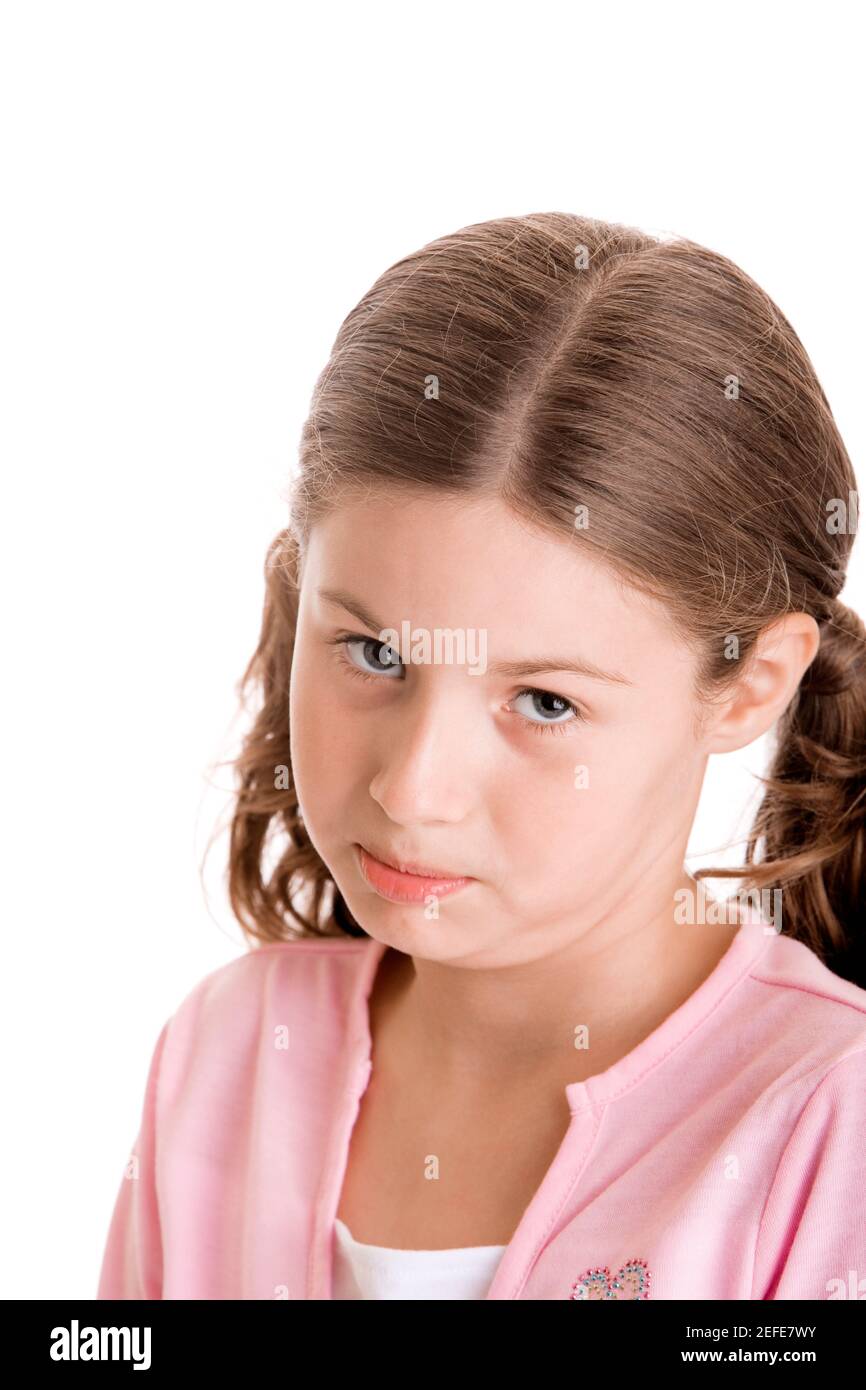 Portrait of a girl looking sad Stock Photo - Alamy