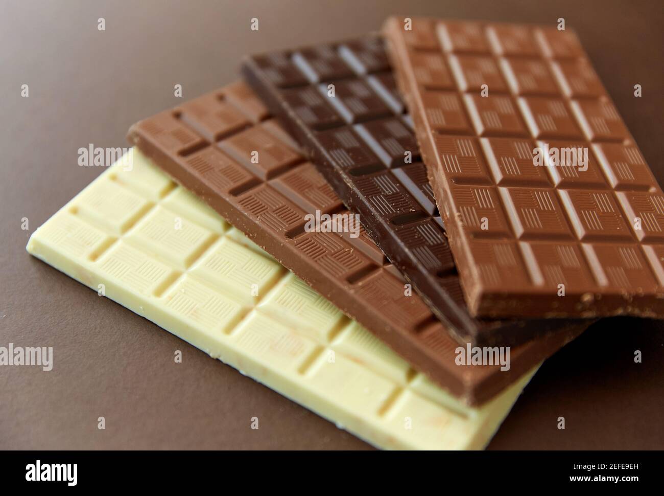 different kinds of chocolate on brown background Stock Photo - Alamy
