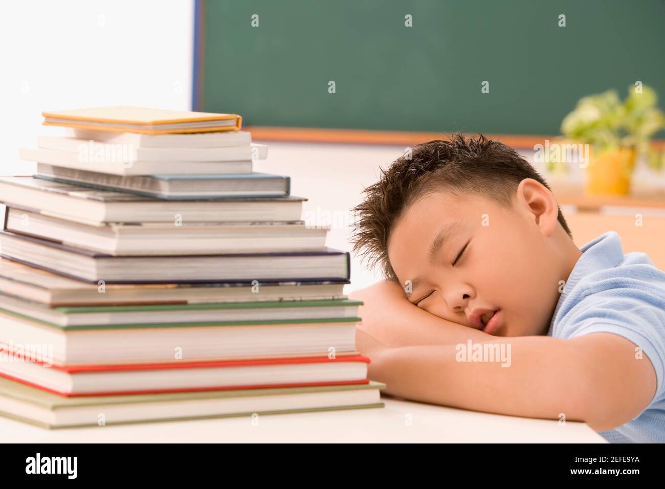 Boy napping in a classroom Stock Photo - Alamy