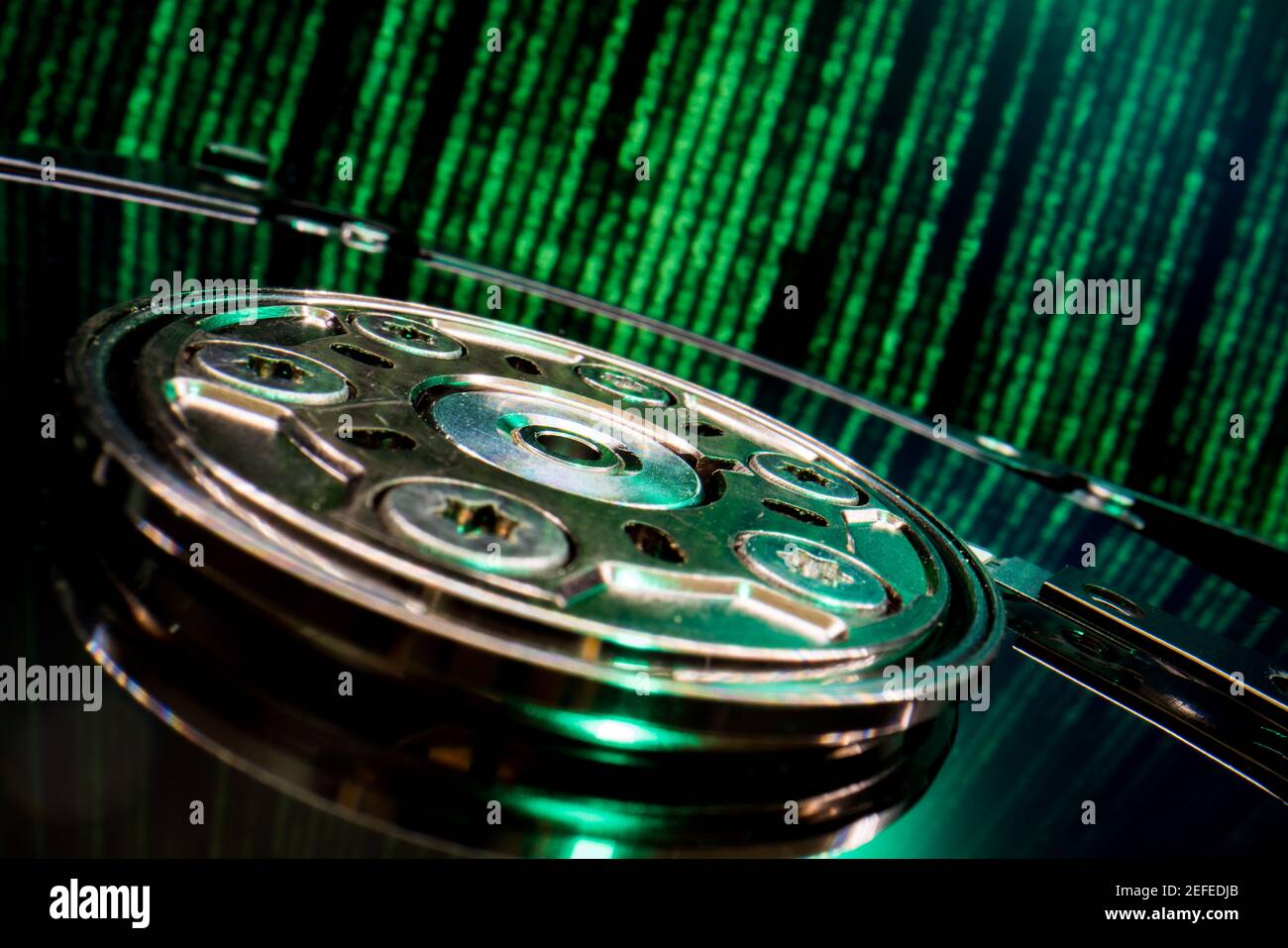 Mechanical Hard disk drive HDD with matrix patern Stock Photo - Alamy