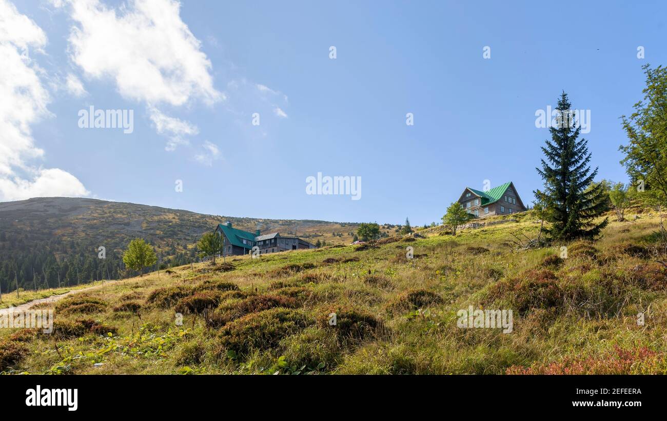 Buildings of the shelter under Labski Szczyt mountain in polish Giant ...